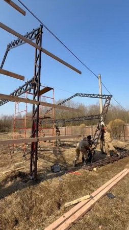 МОНТАЖ ЖИЛОГО ДОМА 8Х12Х4.5, С ХОЗБЛОКОМ НА ПЕРВОМ ЭТАЖЕ