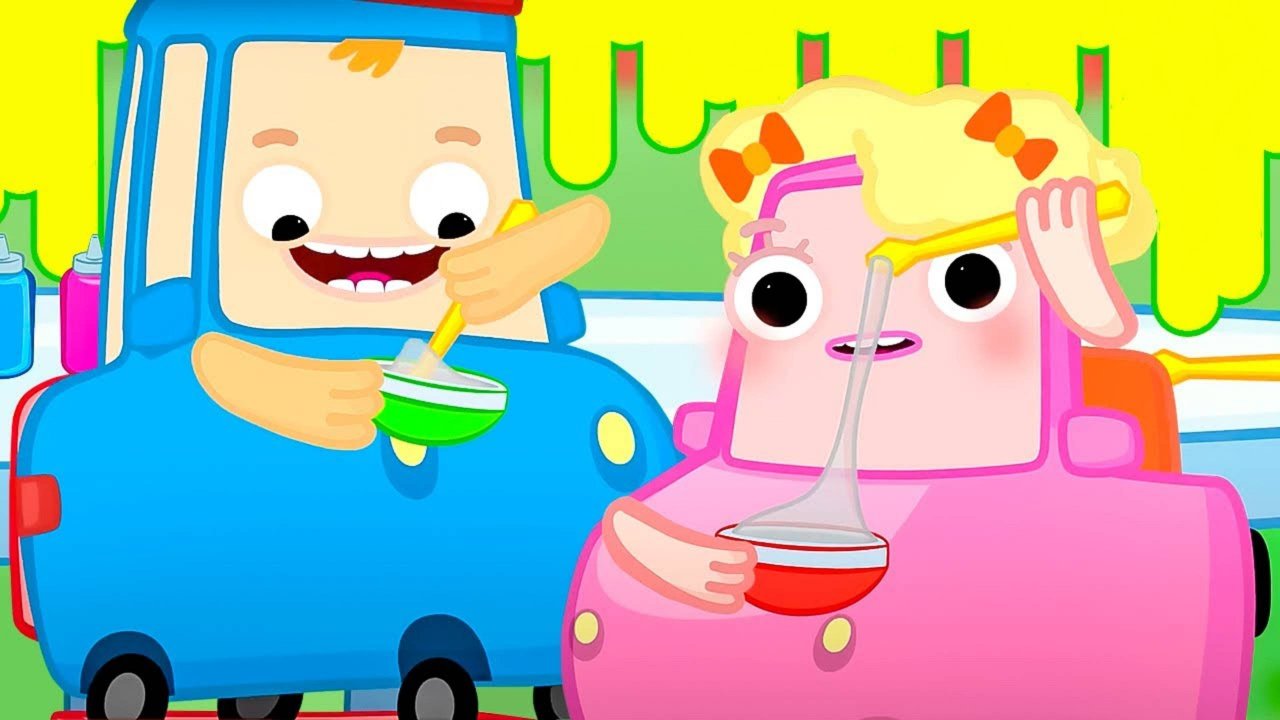 Автосемейка Вилзи играет в СЛАЙМЫ! Развивающие мультики и игры для детей