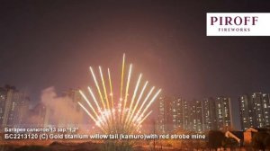 13 зар.*1,2"  (C) Gold titanium willow tail (Kamuro) with red strobe mine