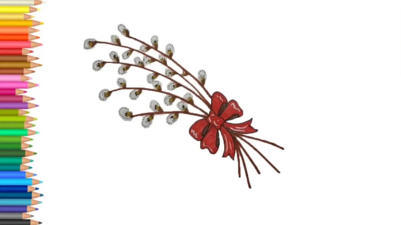 Как нарисовать веточку вербы🥰