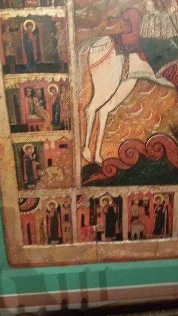 Чудо Георгия о змие. Большая житийная икона.