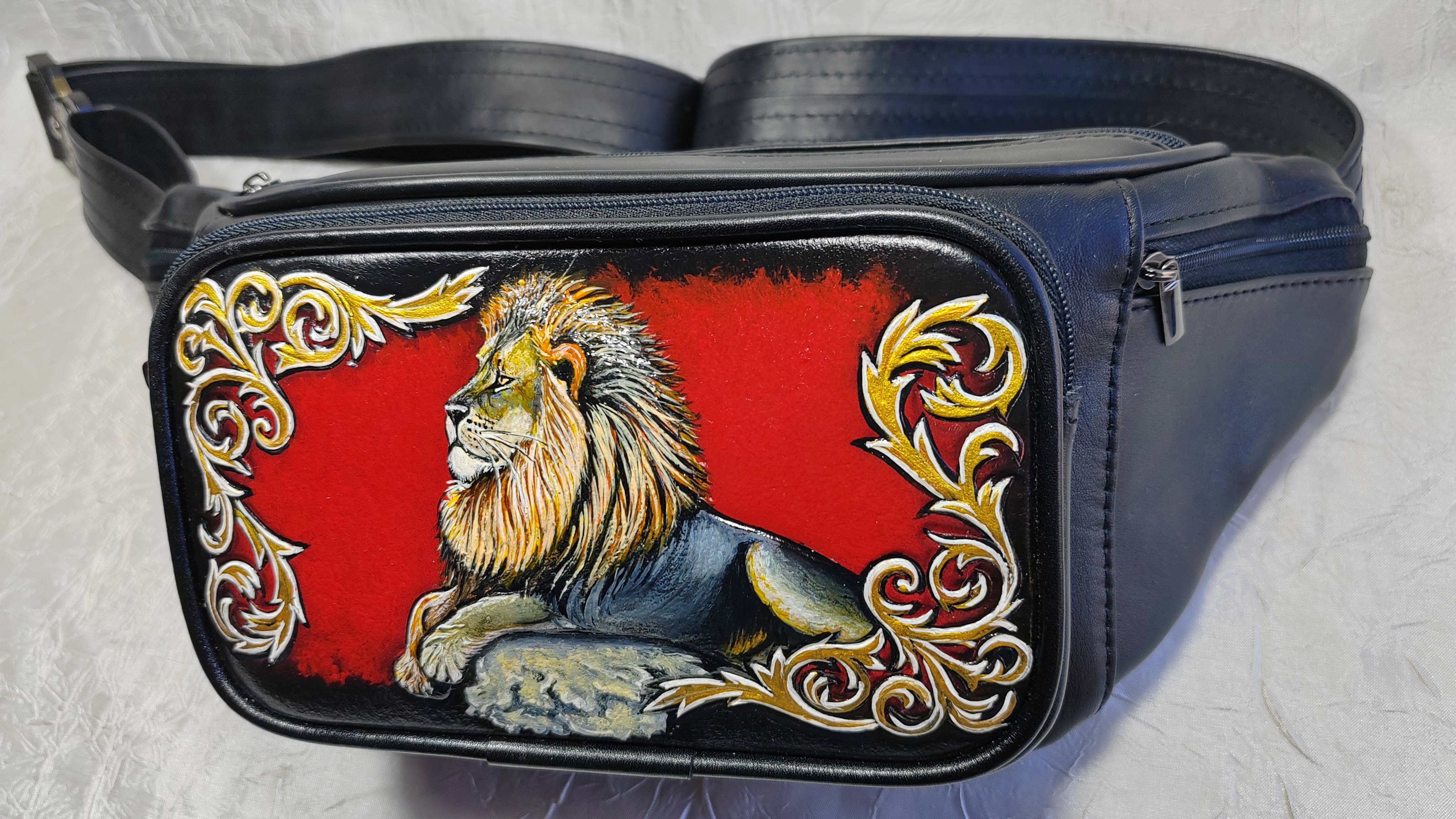 Сумка мужская, бананка (поясная). Изделия из кожи. СКСтиль. Видео обзор: Лев.