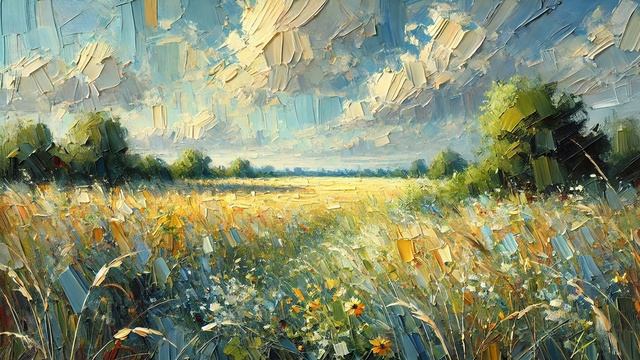 День в травянистом поле (Стиль картины: импрессионизм) #200