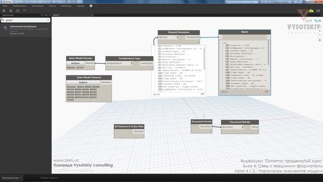 [Курс «Dynamo: Продвинутый»] Связь с моделью Revit. Параметры элементов модели