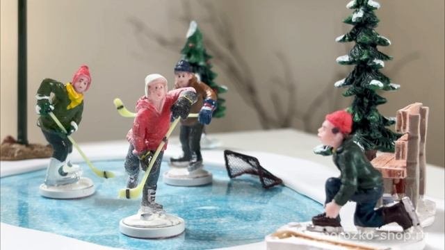 Динамическая настольная композиция 'Хоккей после школы', полистоун, 28х20 см, 94017-lemax