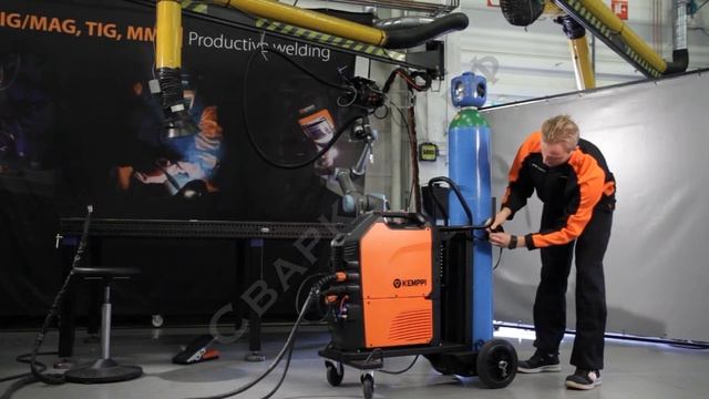 4-колесная тележка Kemppi P45MT с инновационной поворотной платформой для установки баллонов Знак