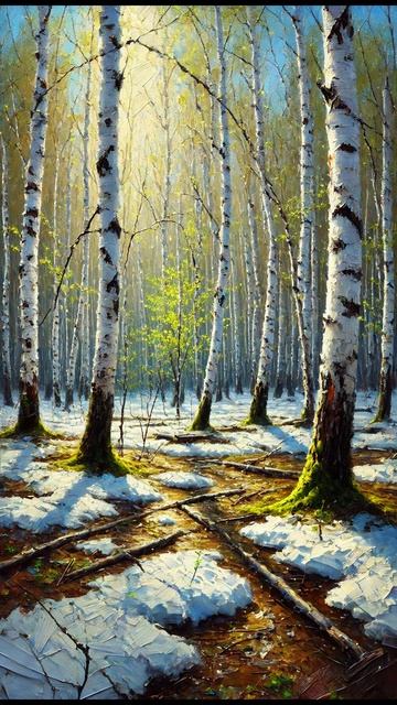 Берёзы ранней весной (стиль картины: #импрессионизм) #216