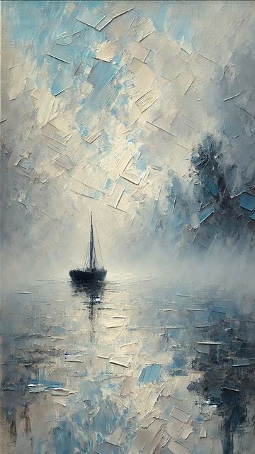 Лодка в тумане (стиль картины: #импрессионизм) #226