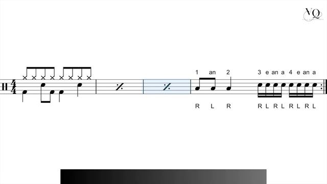 #drum | Sixteenth Note Fills | Drum Notes | Play-Along Sheet Music | Villy Quarternote | #Lesson 8