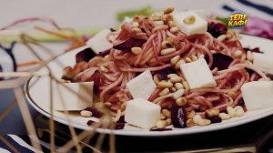 БЛЮДА БЕЗ МЯСА. Красные спагетти с сыром и свёклой. Постное меню