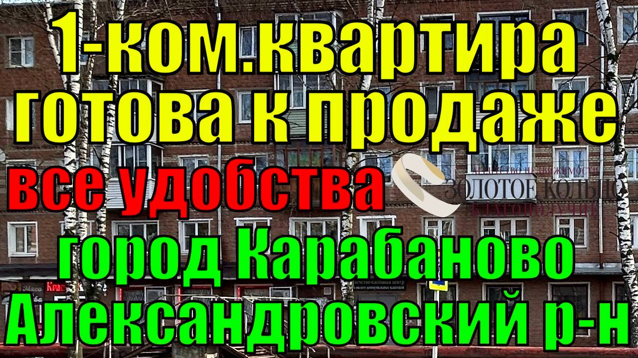 1-ком.квартира с ремонтом и мебелью в центре г.Карабаново Александровский район. Готова к продаже.