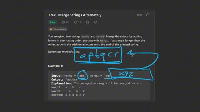 Leetcode 1768: Merge Strings Alternately (RU)
