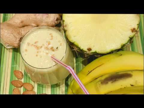 Смузи ананас, банан, имбирь, миндаль