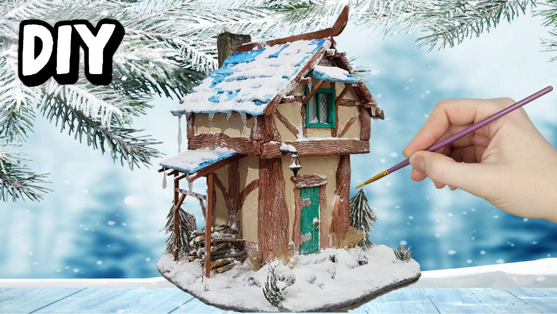 Зимний домик лесника из картона своими руками / DIY