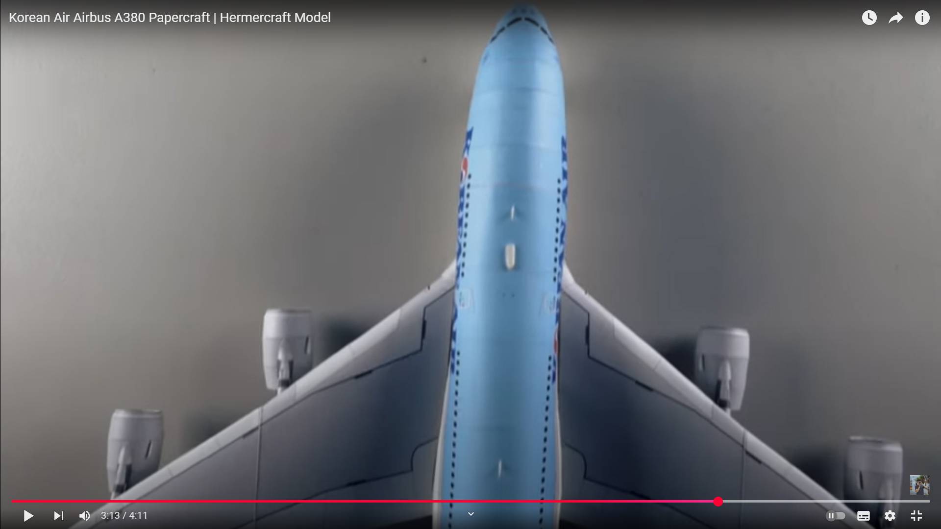 Airbus A380 Korean Air. Бумажная модель. Масштаб: 1:120. Автор Hermercraft. Сборка Joshua Jung.