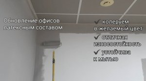 Окраска офисного помещения, рабочий процесс.