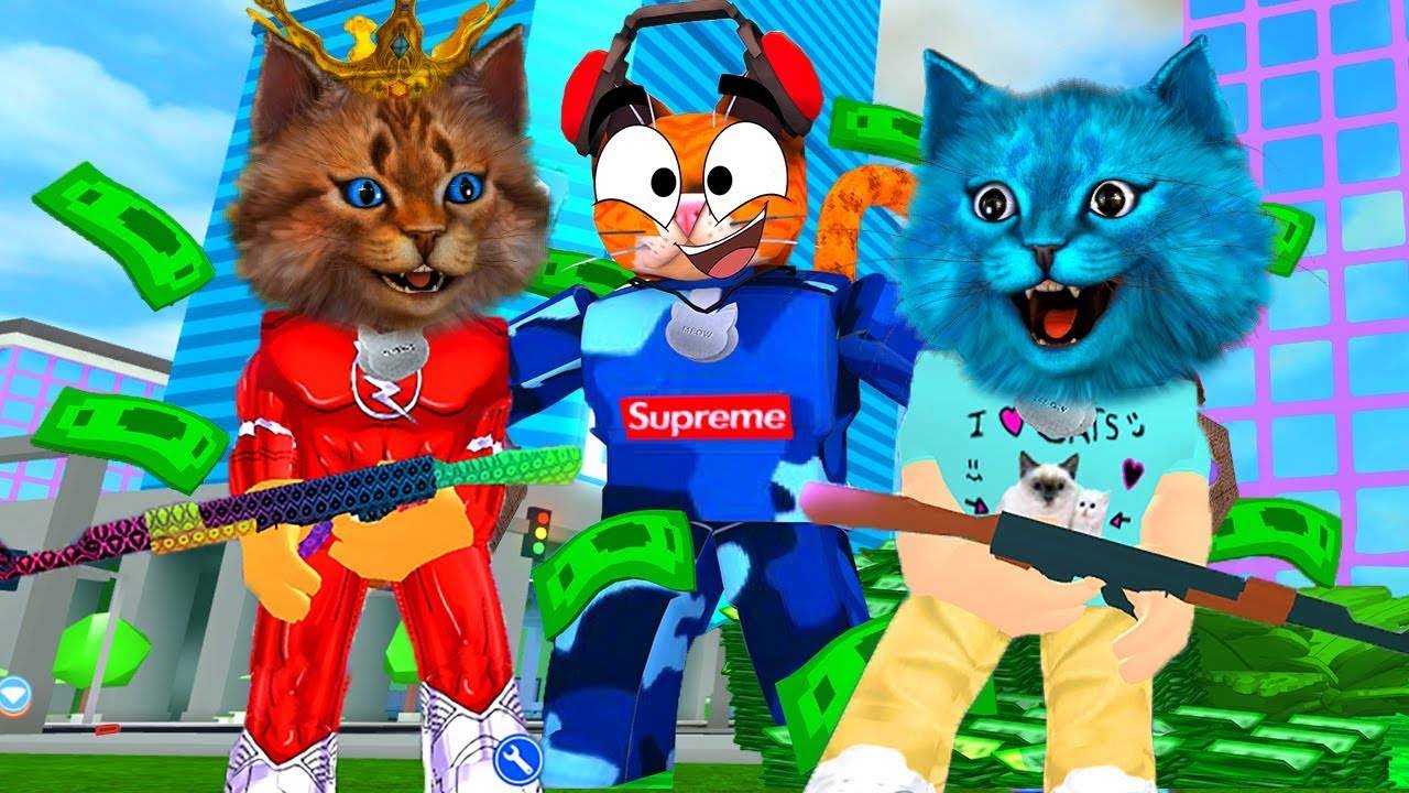 БЕЗУМНЫЙ ГОРОД С СУПЕРГЕРОЯМИ КОТИК ИГРОМАН И КОТЁНОК ЛАЙК ГТА 5 РОБЛОКС ROBLOX