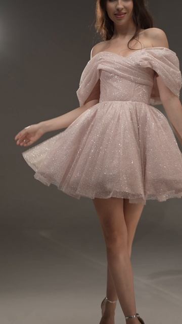 Выпускное платье-мини Сонеста пудра