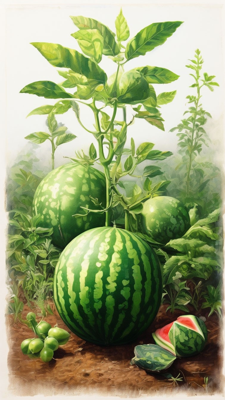 В огороде бергамот и арбузы растут