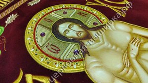 Плащаница Спасителя для храма. Купить плащаницу с оригинальной вышивкой. Церковное шитье на заказ.