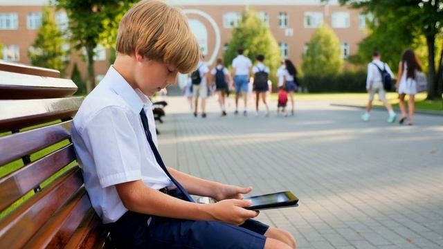 Футаж Мальчик играет на планшете