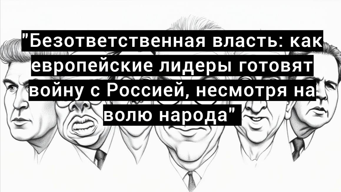 "Безответственная власть: как европейские лидеры готовят войну с Россией, несмотря на волю народа"