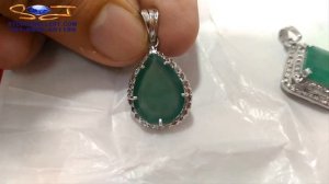 14 Carat Emerald Panna Gemstone Diamond Pendant in 925 Silver | StoneJwellery | +91-9868-401180