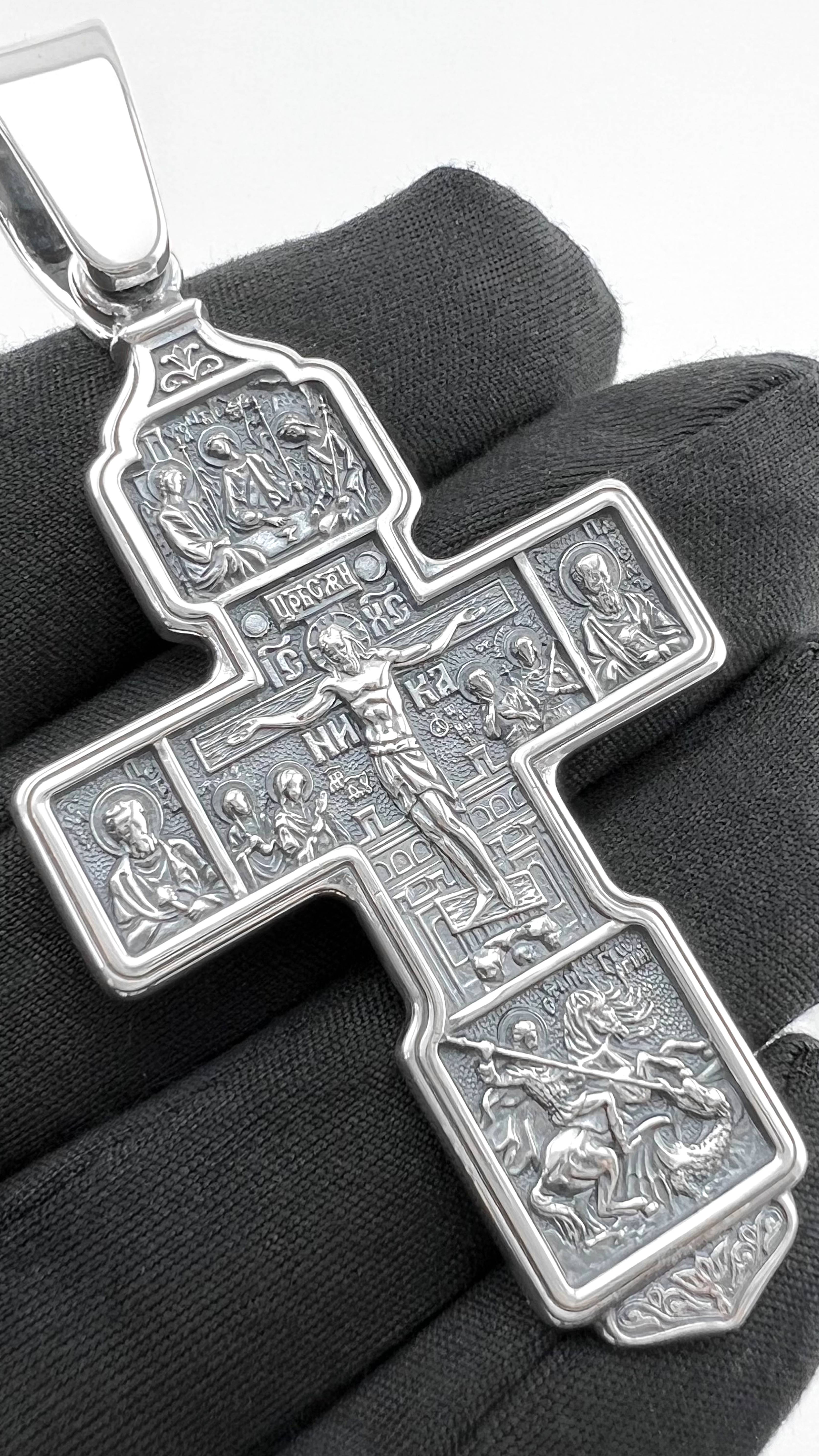 Серебряный крест 18 грамм  и серебряная цепь Якорь