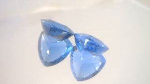 Matched Pair Lab Blue Spinel Precision Faceted 15mm Trillions VVS 28 carat total
