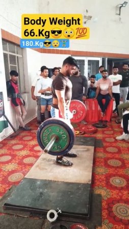 180.Kg Deadlift 🇮🇳P R weight 66.Kg have left😎 #shorts#powerlifting #viralshorts#workout #viralshort