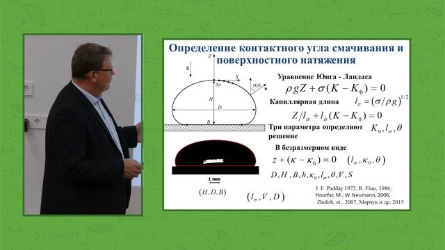 Научный семинар СУНЦ НГУ. О форме сидящей капли. Марчук И. В.