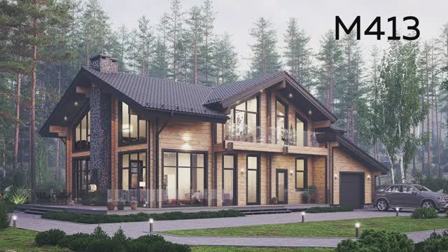 Сборка коттеджа из клееного бруса по проекту М413