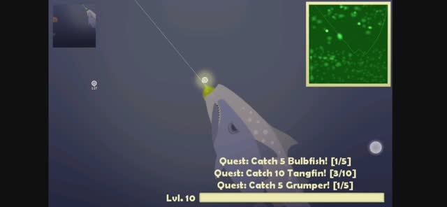 Играю в Cat goes fishing (часть 18). Акула и maw гонятся за моей рыбой.
