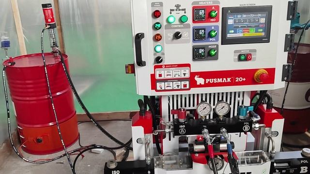Оборудование для напыления полимочевины. Запуск установки высокого давления для ППУ и ПМ Pusmak 20+