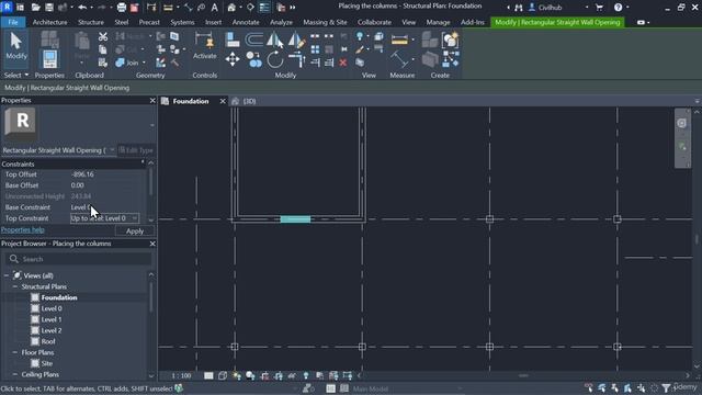 1.11. Creating the opening in the structural wall