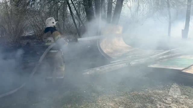 Тушение возгорания травы в д. Щетинка