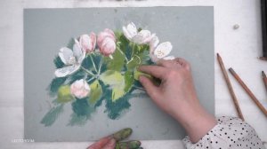 Цветующая веточка яблони. Мастер-класс по пастельной живописи с Марией Павловой
