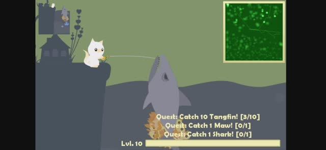 Играю в Cat goes fishing (часть 22). Выполняю квесты. Акула снова поймана.