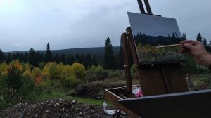 "Этюд Сергинский лес. Пасмурно". Процесс написания картины в одной минуте