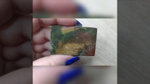 Кабошон Яшма Пикассо "Свадьба светлячков"51Х33Х05мм
