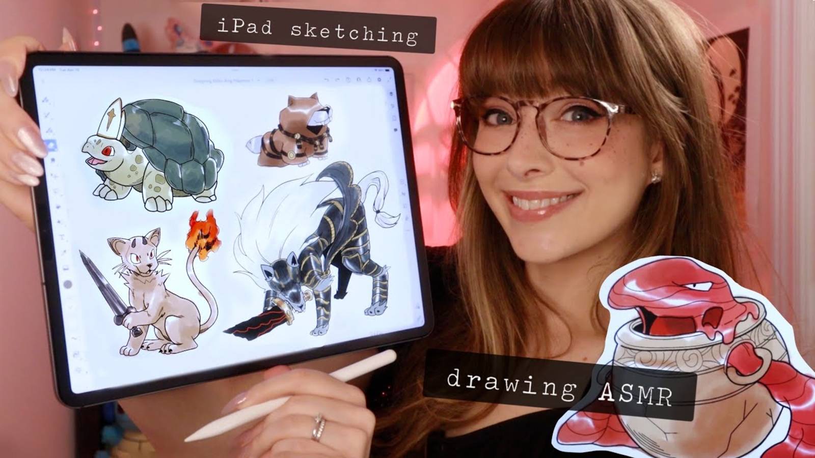 [Rainessa ASMR] 🖋️ Drawing ℕ𝔼𝕎 Pokémon! Elden Ring Inspired Design Mash-Ups & iPad Sketching!