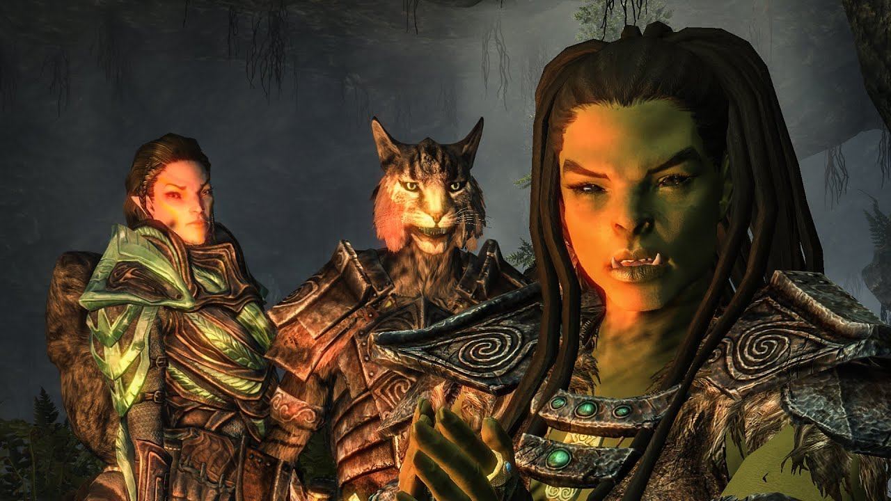 Orc-female with friends smashes Skyrim - gameplay, and great music!