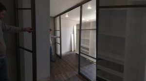 Перегородка раздвижная межкомнатная прозрачное стекло