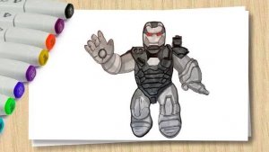 Рисуем Гуджитсу Goo Jit Zu Marvel  Фигурка War Machine Hero _ Рисуем Робота Железный человек