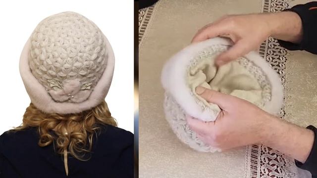 Шапка "Снежинка М" из трикотажа отделанная мехом норки