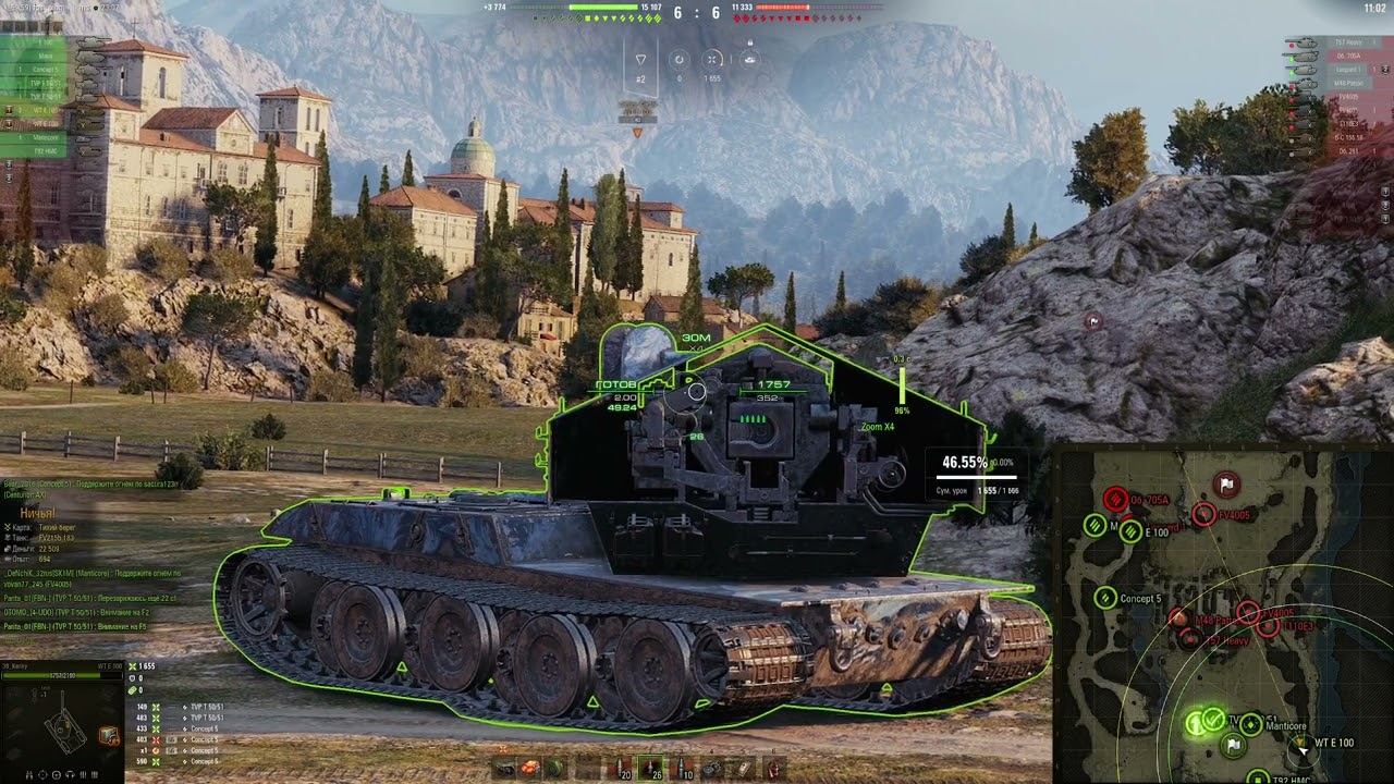 WoT - Map: Monastery. Panzer: Waffentrager E100