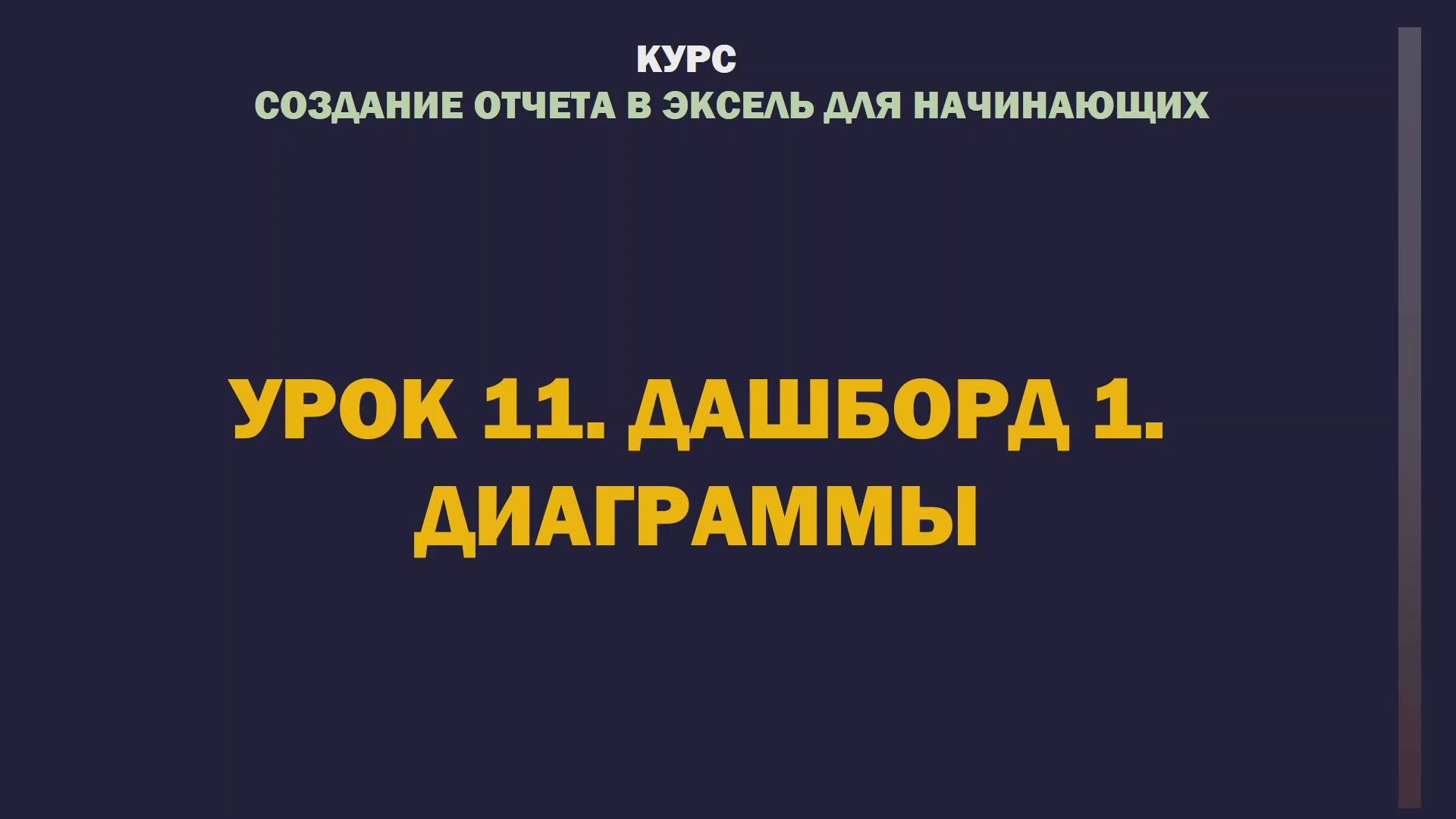 Excel. Создание отчета для начинающих. Урок 11. Дашборд 1. Диаграммы