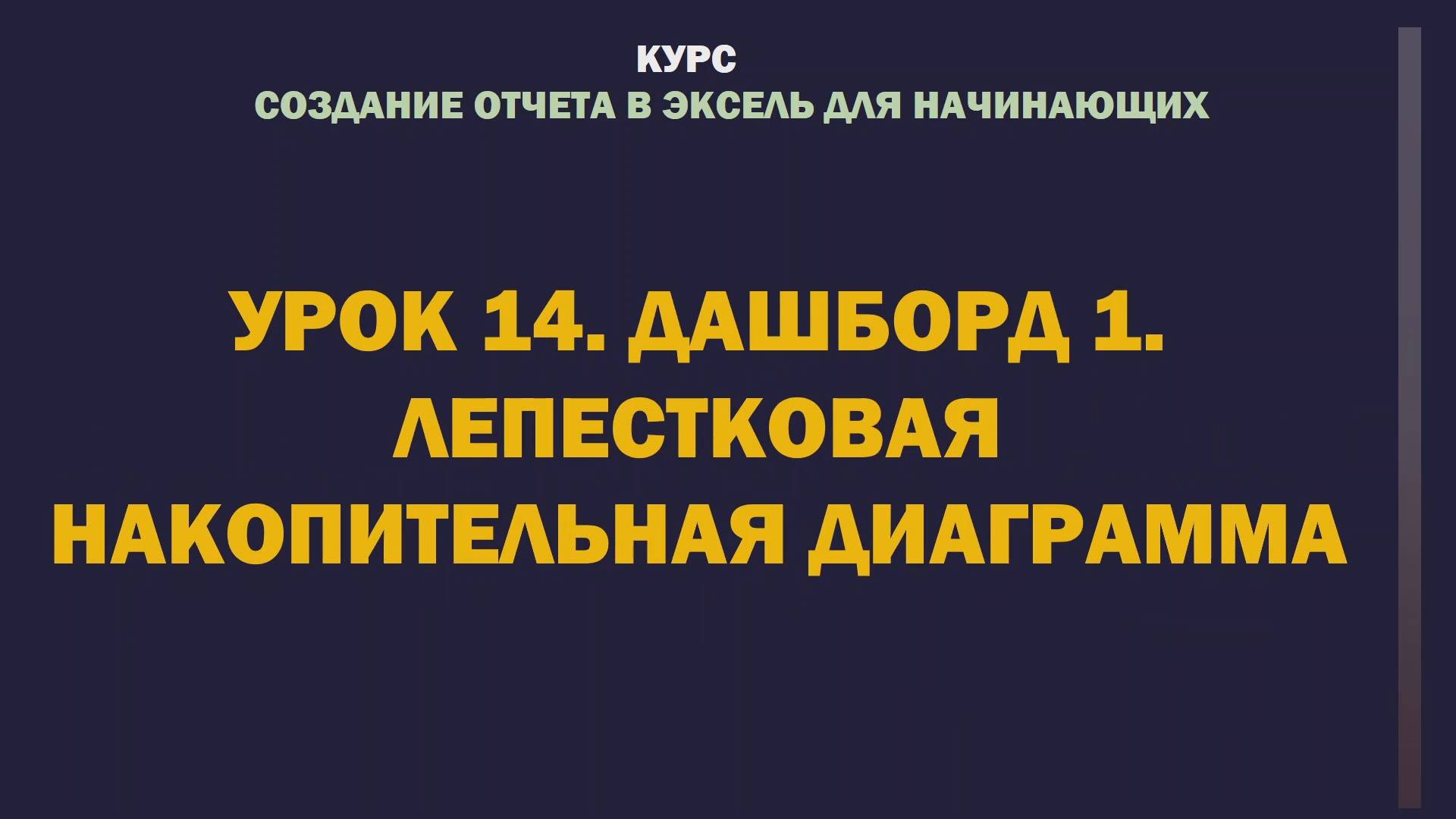 Excel. Создание отчета для начинающих. Урок 14. Дашборд 1. Лепестковая накопительная диаграмма
