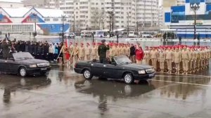 Юнармейцы из Охи участвуют в параде Победы в Южно-Сахалинске 2024