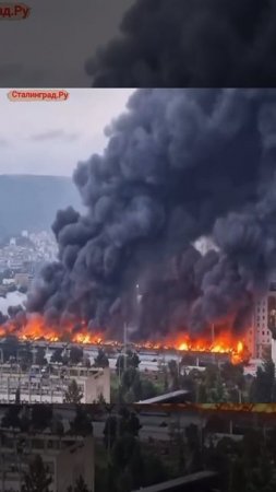 В центре Тбилиси горит старинный вещевой рынок у метро «Вокзальная площадь».